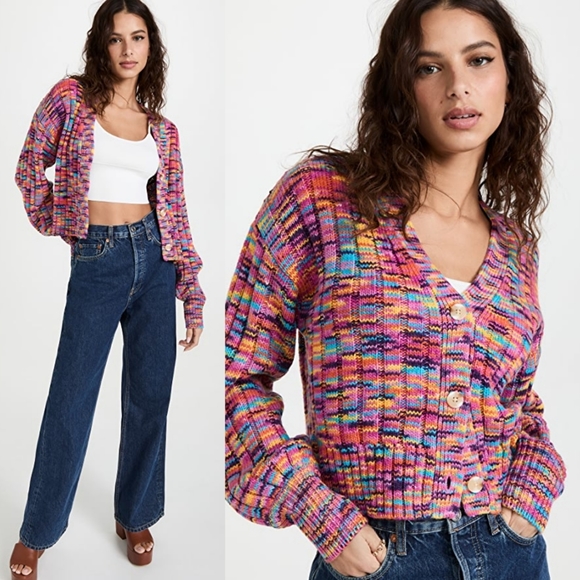 STAUD | Sweaters | Nwt Staud Eloise Rainbow Vneck Cardigan Sweater ...